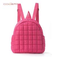 China Autumn/Winter Polyester Cotton-Filled Backpack Checkered Fashion Casual Travel Backpack Lightweight Cotton Jacket Women Backpack for sale
