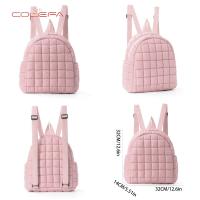 China Autumn/Winter Polyester Cotton-Filled Backpack Checkered Fashion Casual Travel Backpack Lightweight Cotton Jacket Women Backpack for sale