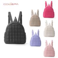 China Autumn/Winter Polyester Cotton-Filled Backpack Checkered Fashion Casual Travel Backpack Lightweight Cotton Jacket Women Backpack for sale