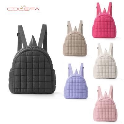 China Autumn/Winter Polyester Cotton-Filled Backpack Checkered Fashion Casual Travel Backpack Lightweight Cotton Jacket Women Backpack for sale