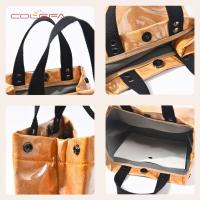 China Multi-Layer Vintage-Washed DuPont Paper Bag + Transparent PVC Waterproof Single-Shoulder Paper Shopping Tote Bags with Logo for sale