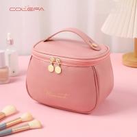 China New Waterproof Cosmetic Bag PU Leather Minimalist Design Zipper Closure with Large Capacity Storage Portable and High-Quality for sale