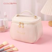China New Waterproof Cosmetic Bag PU Leather Minimalist Design Zipper Closure with Large Capacity Storage Portable and High-Quality for sale