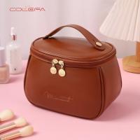 China New Waterproof Cosmetic Bag PU Leather Minimalist Design Zipper Closure with Large Capacity Storage Portable and High-Quality for sale