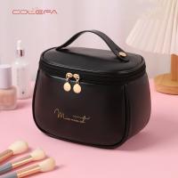 China New Waterproof Cosmetic Bag PU Leather Minimalist Design Zipper Closure with Large Capacity Storage Portable and High-Quality for sale