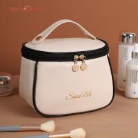 China New Waterproof Cosmetic Bag PU Leather Minimalist Design Zipper Closure with Large Capacity Storage Portable and High-Quality for sale