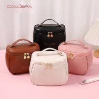 China New Waterproof Cosmetic Bag PU Leather Minimalist Design Zipper Closure with Large Capacity Storage Portable and High-Quality for sale