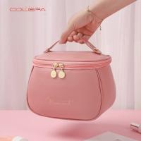 China New Waterproof Cosmetic Bag PU Leather Minimalist Design Zipper Closure with Large Capacity Storage Portable and High-Quality for sale