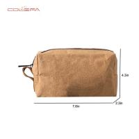 China Customized Washable Kraft Paper Bag with Zipper Digital Print Toiletry Bag Paper Full-Printed Makeup Cosmetic Pouch with LOGO for sale