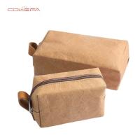 China Customized Washable Kraft Paper Bag with Zipper Digital Print Toiletry Bag Paper Full-Printed Makeup Cosmetic Pouch with LOGO for sale