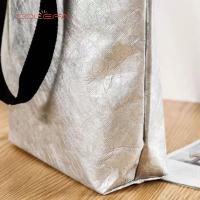 China DuPont Paper Bag with Silver Colored with Custom-Printed Logo Side-Handled Tote Bag No Bottom Large Capacity Carry Paper Bag for sale