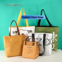 China DuPont Paper Bag with Silver Colored with Custom-Printed Logo Side-Handled Tote Bag No Bottom Large Capacity Carry Paper Bag for sale