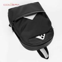 China Men's Business Polyester Backpack Large Capacity Laptop Black Portable Backpack Lightweight Soft Backpack Wholesale with Custom LOGO for sale