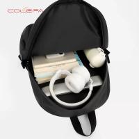 China Men's Business Polyester Backpack Large Capacity Laptop Black Portable Backpack Lightweight Soft Backpack Wholesale with Custom LOGO for sale