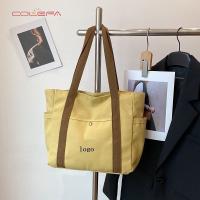China Large Capacity Tote Canvas Bag Work & Outings Stylish Commuting Versatile Literary Student Style Book-Carrying Shoulder Bags for sale