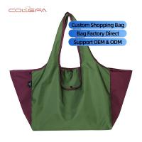 China Polyester Foldable Shopping Bag Portable Lightweight Large Capacity Eco-Friendly Tote Side Contrast Color Dual-Use Bag with Logo for sale