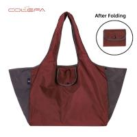China Polyester Foldable Shopping Bag Portable Lightweight Large Capacity Eco-Friendly Tote Side Contrast Color Dual-Use Bag with Logo for sale