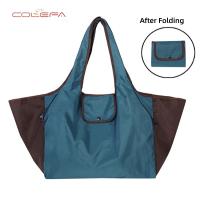 China Polyester Foldable Shopping Bag Portable Lightweight Large Capacity Eco-Friendly Tote Side Contrast Color Dual-Use Bag with Logo for sale