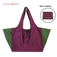 China Polyester Foldable Shopping Bag Portable Lightweight Large Capacity Eco-Friendly Tote Side Contrast Color Dual-Use Bag with Logo for sale
