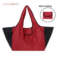 China Polyester Foldable Shopping Bag Portable Lightweight Large Capacity Eco-Friendly Tote Side Contrast Color Dual-Use Bag with Logo for sale
