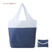 China Color-Block Portable Eco-Friendly Shopping Tote Bag Recyclable Waterproof Polyester Foldable Large-Capacity Grocery Storage Bag for sale