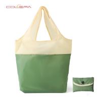 China Color-Block Portable Eco-Friendly Shopping Tote Bag Recyclable Waterproof Polyester Foldable Large-Capacity Grocery Storage Bag for sale