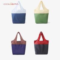 China Color-Block Portable Eco-Friendly Shopping Tote Bag Recyclable Waterproof Polyester Foldable Large-Capacity Grocery Storage Bag for sale