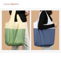 China Color-Block Portable Eco-Friendly Shopping Tote Bag Recyclable Waterproof Polyester Foldable Large-Capacity Grocery Storage Bag for sale