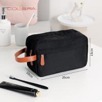 China Men's Travel Toiletry Bag Double-Layer Large Capacity Cosmetic Pouch Solid-Color Oxford Storage Bag Convenient Handheld Tote for sale