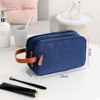 China Men's Travel Toiletry Bag Double-Layer Large Capacity Cosmetic Pouch Solid-Color Oxford Storage Bag Convenient Handheld Tote for sale