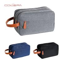 China Men's Travel Toiletry Bag Double-Layer Large Capacity Cosmetic Pouch Solid-Color Oxford Storage Bag Convenient Handheld Tote for sale