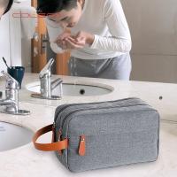 China Men's Travel Toiletry Bag Double-Layer Large Capacity Cosmetic Pouch Solid-Color Oxford Storage Bag Convenient Handheld Tote for sale
