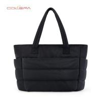 China Polyester Cotton-Filled Tote Bags Custom Women's Shoulder Large Capacity Tote Bag Travel Laptop Bag Premium Quality with LOGO for sale