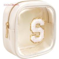 China Wholesale Waterproof Transparent PVC Embroidered Letter Cosmetic Bag Large Capacity High-Fashion Travel Toiletry Bag in Stocks for sale