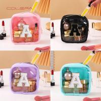 China Wholesale Waterproof Transparent PVC Embroidered Letter Cosmetic Bag Large Capacity High-Fashion Travel Toiletry Bag in Stocks for sale