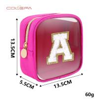 China Wholesale Waterproof Transparent PVC Embroidered Letter Cosmetic Bag Large Capacity High-Fashion Travel Toiletry Bag in Stocks for sale