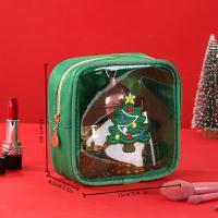 China 2026 New Arrivals PVC Christmas Makeup Bag with Embroidered Initials Waterproof Large Capacity Portable Travel Toiletry Bags for sale