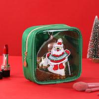 China 2026 New Arrivals PVC Christmas Makeup Bag with Embroidered Initials Waterproof Large Capacity Portable Travel Toiletry Bags for sale