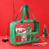 China 2026 New Arrivals PVC Christmas Makeup Bag with Embroidered Initials Waterproof Large Capacity Portable Travel Toiletry Bags for sale