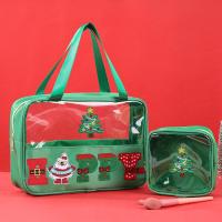 China 2026 New Arrivals PVC Christmas Makeup Bag with Embroidered Initials Waterproof Large Capacity Portable Travel Toiletry Bags for sale
