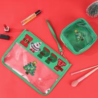 China 2026 New Arrivals PVC Christmas Makeup Bag with Embroidered Initials Waterproof Large Capacity Portable Travel Toiletry Bags for sale