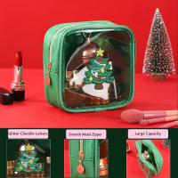 China 2026 New Arrivals PVC Christmas Makeup Bag with Embroidered Initials Waterproof Large Capacity Portable Travel Toiletry Bags for sale