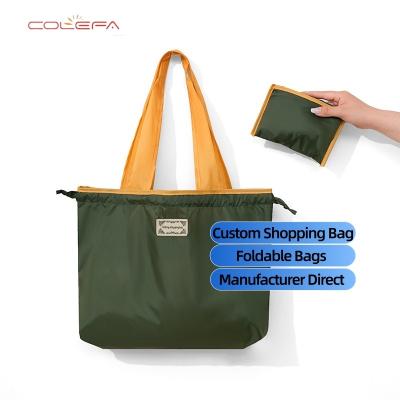 China Foldable Supermarket Shopping Bags Oxford Made Eco-Friendly Portable Large Capacity with Drawstring Tote Waterproof Grocery Bag for sale