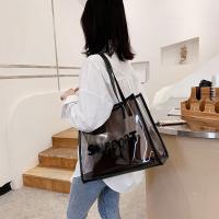 China Transparent Jelly Color Tote Bag for Women 2026 PVC New Arrival Trendy Korean Style Fashion Bag Single-Shoulder Printed Tote Bag for sale