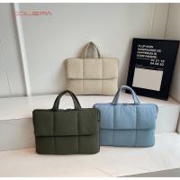 China Fall New Arrival Stylish Solid-Color Bags Minimalist Niche Checkered Briefcase Women Casual Lightweight Polyester Everyday Commuting Laptop Bag for sale