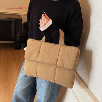 China Fall New Arrival Stylish Solid-Color Bags Minimalist Niche Checkered Briefcase Women Casual Lightweight Polyester Everyday Commuting Laptop Bag for sale
