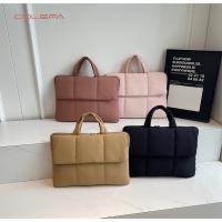 China Fall New Arrival Stylish Solid-Color Bags Minimalist Niche Checkered Briefcase Women Casual Lightweight Polyester Everyday Commuting Laptop Bag for sale