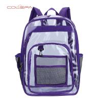 China Colefa Manufacturer Direct Transparent PVC Made Backpacks LightWeight Transparent Color Waterproof Large-Capacity Student Backpacks with Customizable Logos for sale