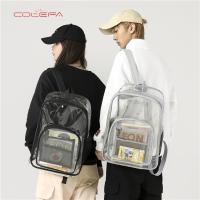 China Colefa Manufacturer Direct Transparent PVC Made Backpacks LightWeight Transparent Color Waterproof Large-Capacity Student Backpacks with Customizable Logos for sale
