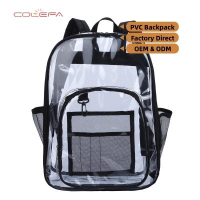 China Colefa Manufacturer Direct Transparent PVC Made Backpacks LightWeight Transparent Color Waterproof Large-Capacity Student Backpacks with Customizable Logos for sale